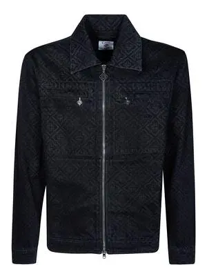 Casablanca Monogrammed Denim Jacket - Nero