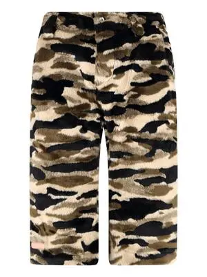PDF Camouflage Faux Fur Straight-leg Trousers - Brown
