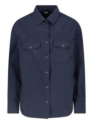 Aspesi Polyester-polyamide Button-up Shirt With Classic Collar - Blue