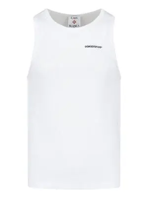 Casablanca CASABLANCA Embroidered Ribbed Tank Top White