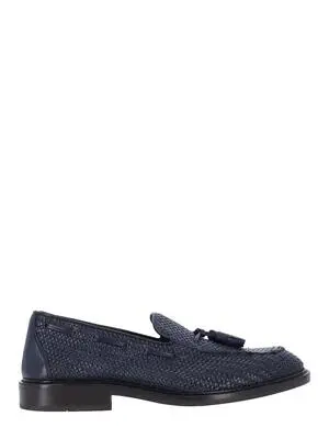 ALEXANDER HOTTO Woven Leather Loafers With Tassel Detail - Blue