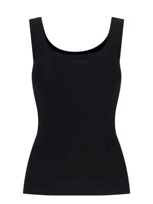 6397 Ribbed Cashmere Blend Wool Tank Top - Black