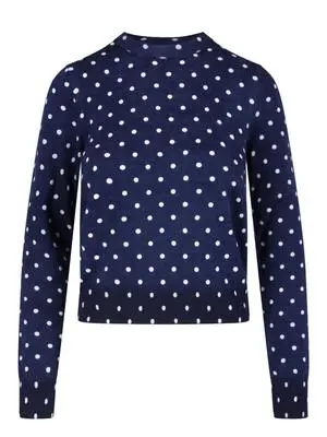 Comme Des Garçons Polka Dot High Neck Knit Sweater - Blue