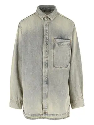 ENTIRE STUDIOS Wave-print 100% Cotton Shirt - Light Blue
