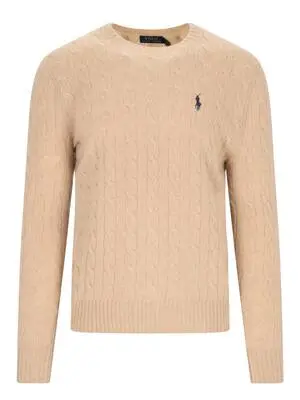 Polo Ralph Lauren Polo Ralph Lauren Men's Cable-Knit Cotton Crewneck Sweater Brown