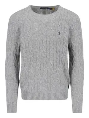 Polo Ralph Lauren Polo Ralph Lauren Men's Cable-Knit Cotton Crewneck Sweater Grey