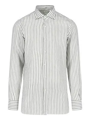 FINAMORE 1925 Finamore Striped Cotton Button-Up Shirt Green