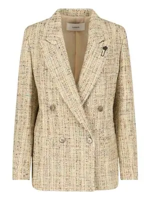 LARDINI Double Breasted Textured Knit Blazer - Multicolour
