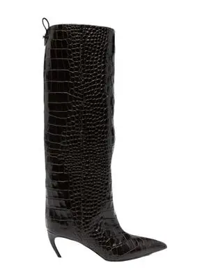 Attico Lea Leather Boots - Brown