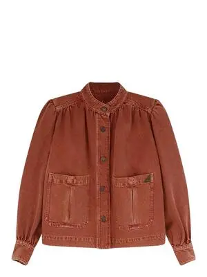 Chloé Long Puff Sleeve Denim Jacket With Gathered Trim - Multicolor