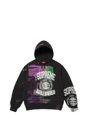 Supreme Overprint Hooded Sweatshirt - Black