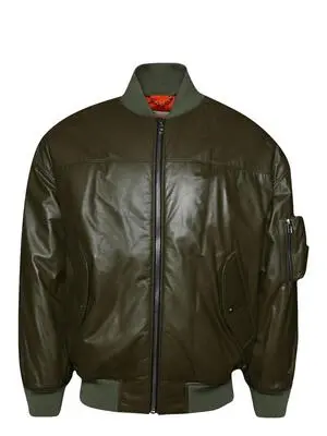 Gucci Leather Bomber Jacket - Green