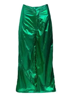 LAURA CITRON Roxi Metallic Wide-leg Pants - Green
