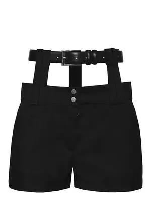 VESTIAIRE D'UN OISEAU LIBRE Suspended Waistband Shorts With Belt - Black