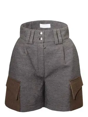 VESTIAIRE D'UN OISEAU LIBRE Neutrals Wool Short Trousers - Brown/gray