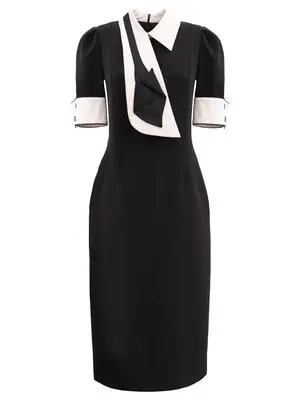 JULIA ALLERT Formal Fitted Dress With White Collar Office To Evening Style - Black