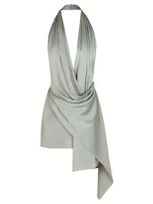 AVENUE 8 Mini Silk Draped Dress - Grey