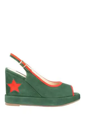 ROSAMUND MUIR LONDON Davinia Suede Star Wedge Sandals - Green/red