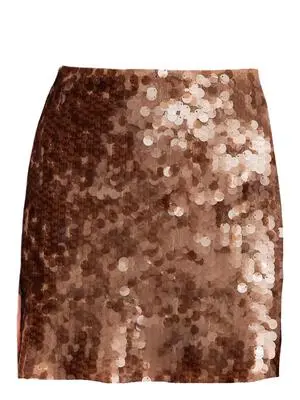 MIRIMALIST Sepia Sequin Mini Skirt With Contrast Zipper - Brown