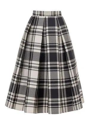 GEORGETTE Noir Grid Midi Skirt - Black