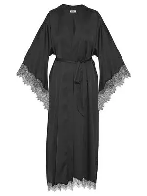 AVENUE 8 Atelier Lace Trimmed Maxi Robe - Black