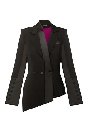 TIA DORRAINE Modern Power Asymmetric Tailored Blazer, Black