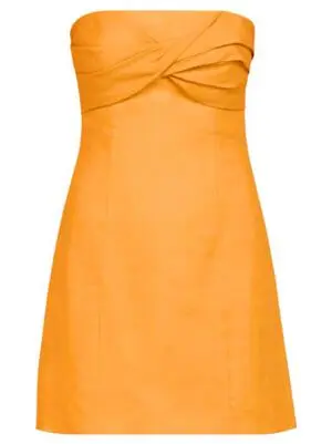 AVENUE 8 Avenue 8 Strapless Draped Linen Mini Dress Orange