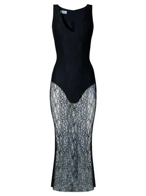 VESTIAIRE D'UN OISEAU LIBRE Lace Midi Dress - Black
