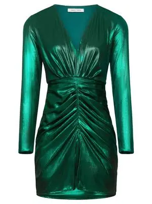 URBAN TOUCH Metallic Ruched Skirt Mini Dress - Green