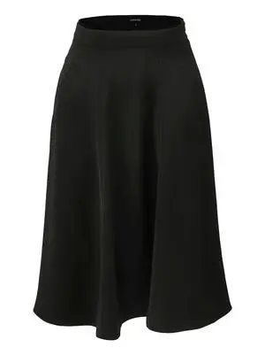 SMART AND JOY Flared Midi Skirt With Side Pockets - Black