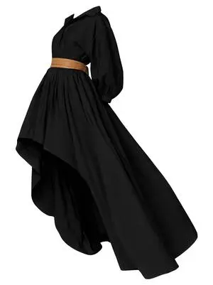 CARLTON JONES Zaria High-low Shirt Dress With Balloon Sleeves - Black
