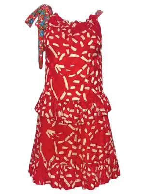 LAURA CITRON Sleeveless Tiered Mini Dress - Red