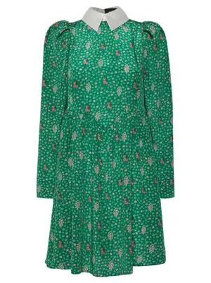 SVETA MILANO Limited Edition Silk Crêpe De Chine Floral Dress - Green