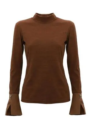 JULIA ALLERT Julia Allert Melange High Neck Long Sleeve Knit Top
