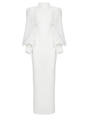 VESTIAIRE D'UN OISEAU LIBRE Maxi Dress With Billowing Sleeves - White