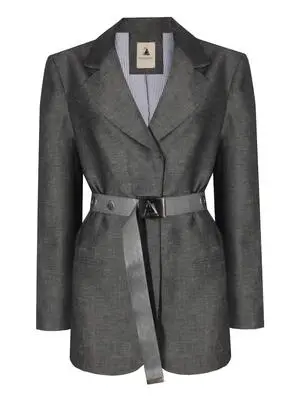 MIRIMALIST Janset Linen Blazer - Grey