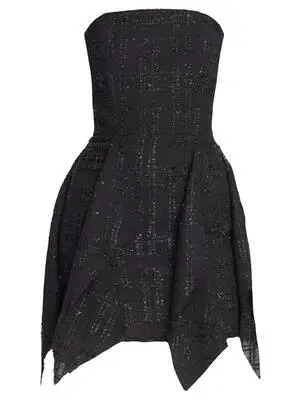 MIRIMALIST Strapless Shiny Tweed Dress - Black