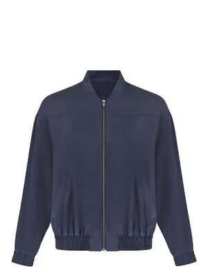 THE SUMMER EDIT Poppy Silk Bomber Jacket - Blue