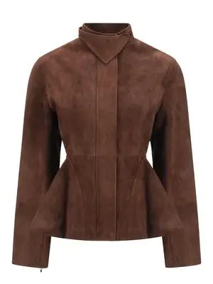 Alaïa Suede Goatskin Peplum Jacket - Brown