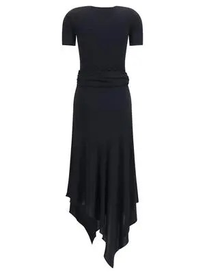 Alaïa Belted Jersey Midi Dress - Black