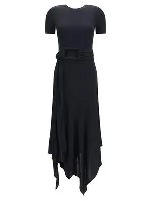 Alaïa Belted Jersey Midi Dress - Black