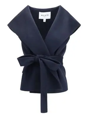 Alaïa Hooded Cashmere Jacket - Blue