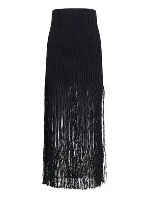 Alaïa Fringe Knit Pencil Skirt - Black