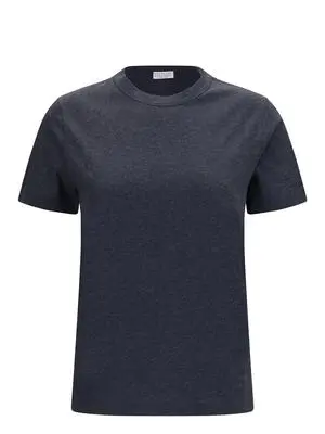 Brunello Cucinelli Monochrome Cotton T-shirt With Jewel Detail - Gray