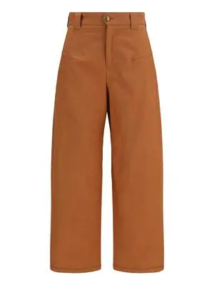 Chloé Cotton Canvas Barrel-leg Pants - Orange