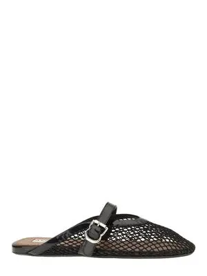 Alaïa Mesh Mules With Patent Leather Strap - Black