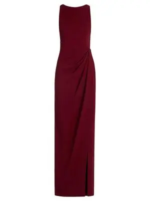 Oscar De La Renta Oscar De La Renta Sleeveless Draped Waist Gown Red