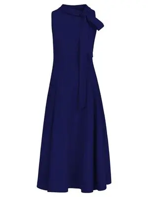 Oscar De La Renta Oscar De La Renta Sleeveless Bow Detail Wool Dress Navy