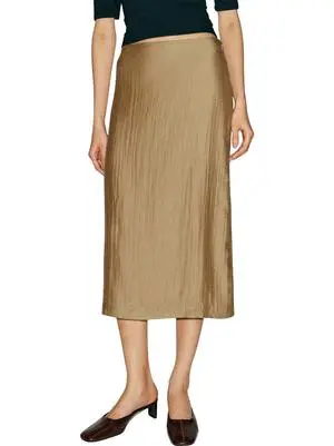 REFORMATION Helen Low Waist Midi Skirt - Tan