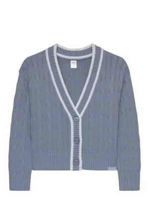 Boast Boast Cardigan Sweater With Varsity Styling Light Blue